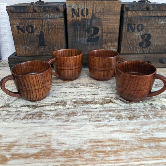 Hand Crafted | Dining | Hand Turned Wood Coffeetea Cups Set Of 4 | Poshmark